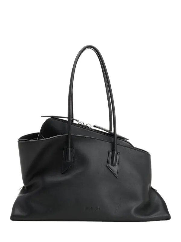 Attico Double Zipper Shoulder Bag - Black