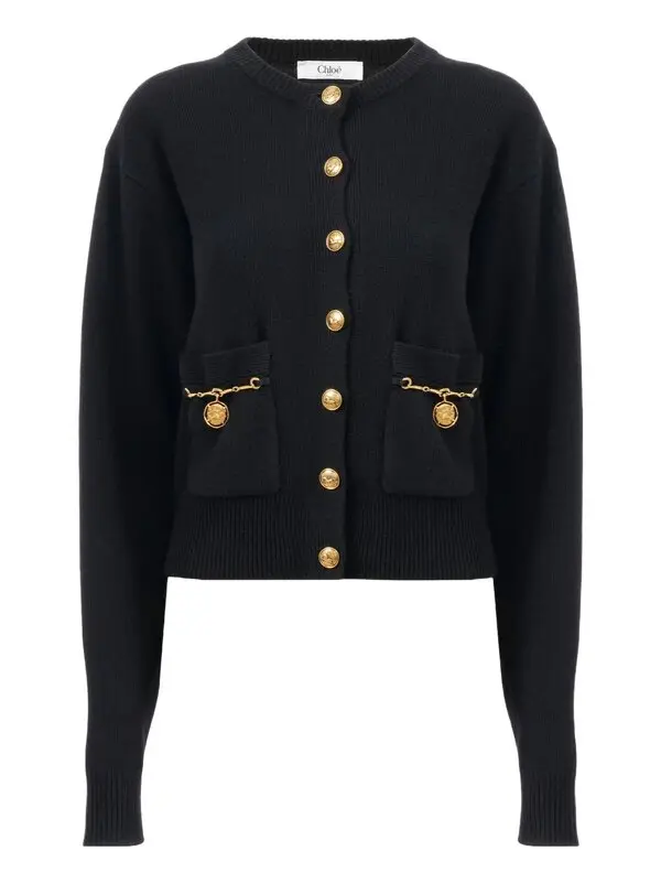 Chloé Horse Medal Knitted Cardigan - Black