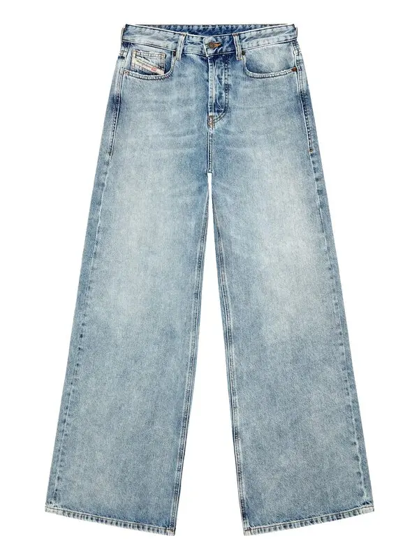 DIESEL® 1996 D-sire 09h57 Mid-rise Distressed Wide-leg Jeans - Gray