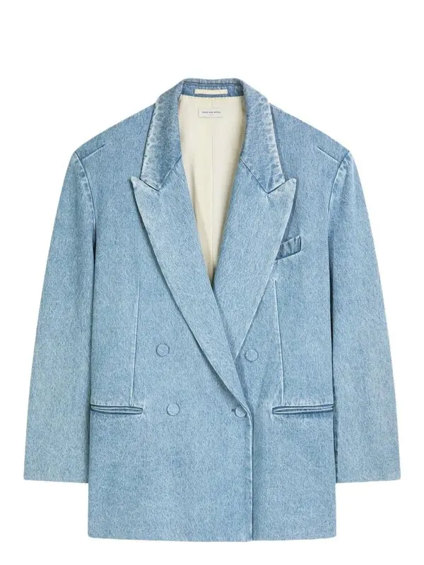 Dries Van Noten Double-breasted Denim Blazer - Blue