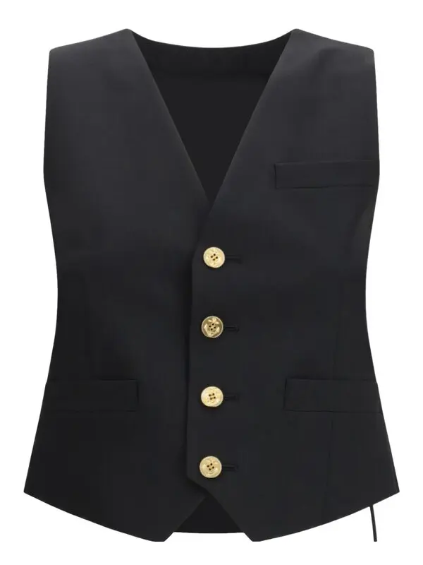 Sacai Suiting Twill Sleeveless Single-breasted Blazer - Black