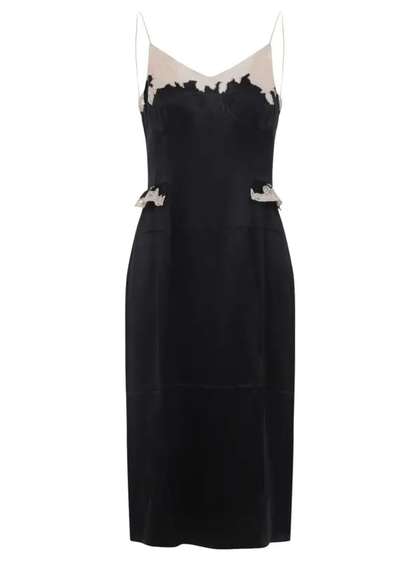 Prada Lace Detailed Sleeveless Midi Dress - Black
