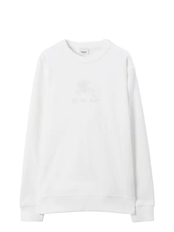 Burberry Equestrian Knight Logo Embroidered Crewneck Sweatshirt - White