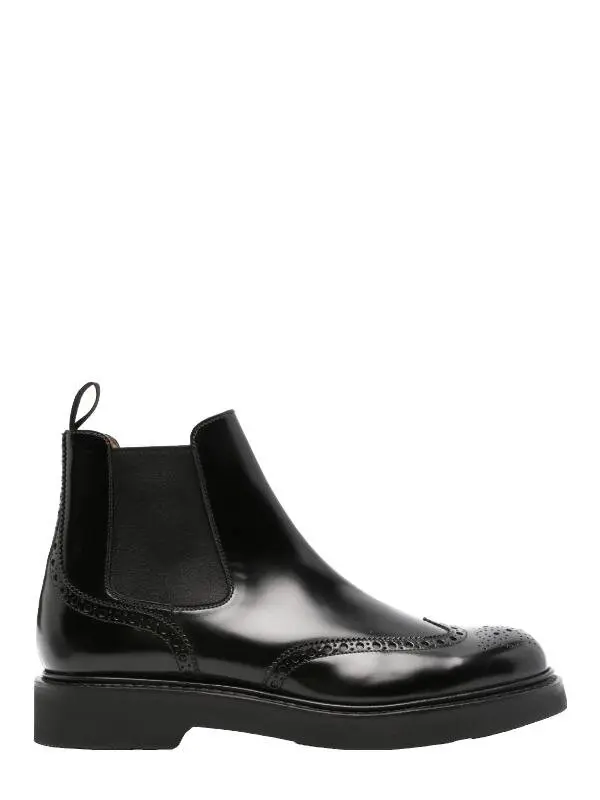 Church's Patent Leather Wingtip Chelsea Boots - Black