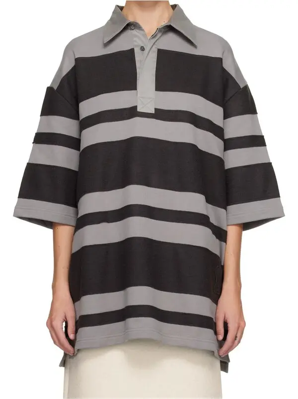 Ami De Coeur Striped Cotton Polo Shirt - Black