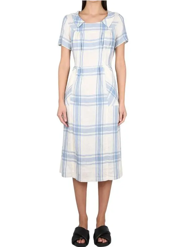 Aspesi Checked Midi Dress - White
