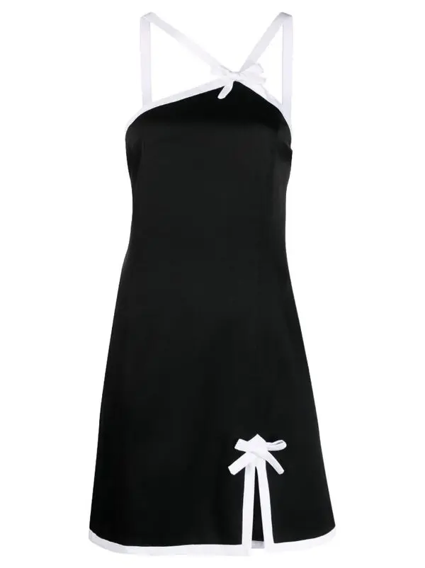 MSGM Bow Detailed Sleeveless Mini Dress - Black