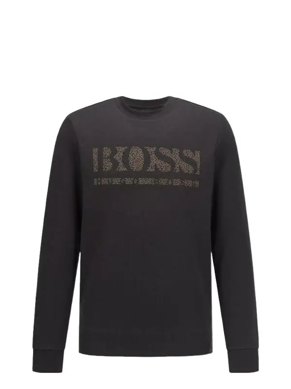 Hugo Boss Slim-fit Pixelated Logo Sweatshirt - Black