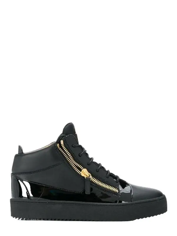 GIUSEPPE ZANOTTI High Top Lace-up Sneakers With Side Zippers - Black