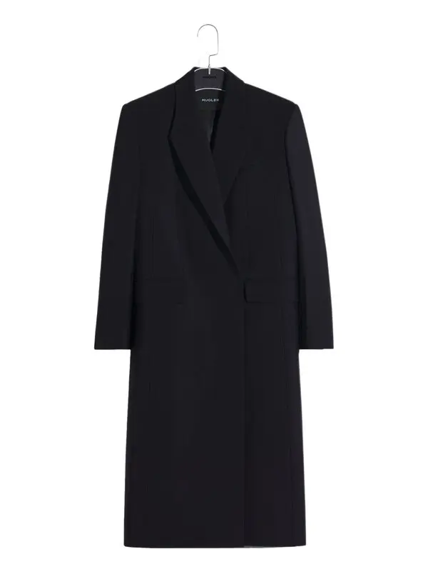 MUGLER Single-breasted Tailored Coat - Black