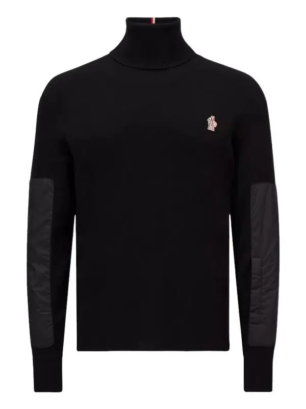 Moncler High Neck Paneled Sweater - Black