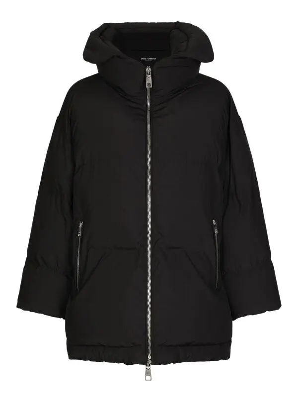 Dolce & Gabbana Oversized Zip-up Puffer Jacket With High Collar - Black