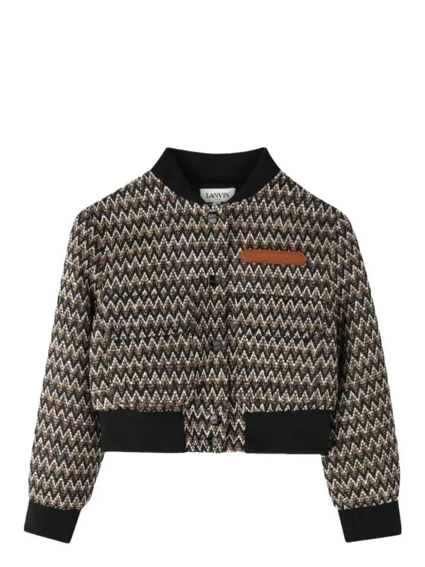 LANVIN Zigzag Cropped Bomber Jacket - Black/brown