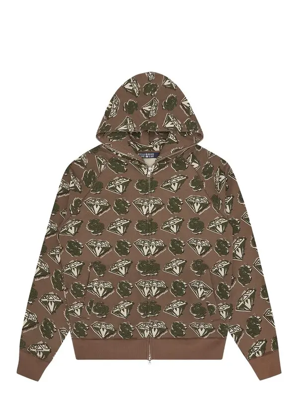 BILLIONAIRE BOYS CLUB Diamond And Dollar Print Zip-up Jacket - Khaki
