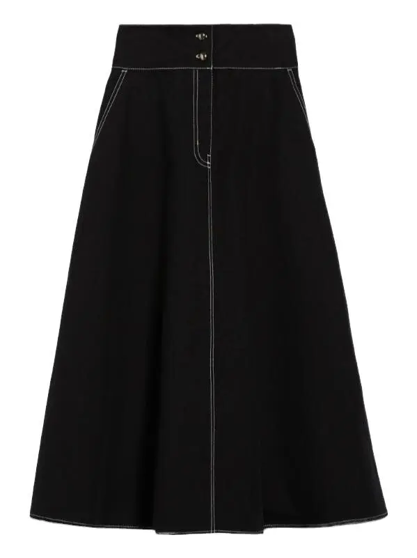 Max Mara A-line Midi Skirt With Contrast Stitching - Black