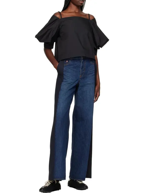 Sacai Wide Leg Paneled Jeans - Blue