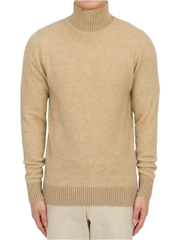 LARDINI Ribbed Turtleneck Sweater - Nude