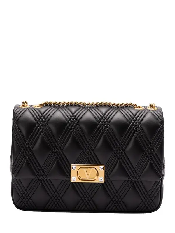 Valentino Garavani Rockstud Quilted Shoulder Bag - Black