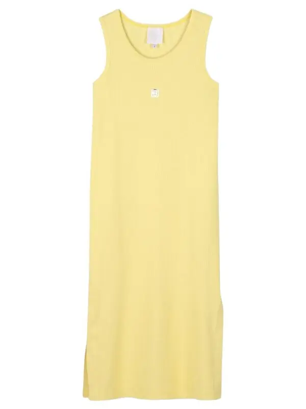 Givenchy Logo Plaque Rib Knit Midi Dress - Yellow