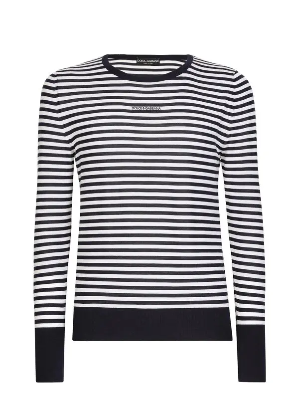 Dolce & Gabbana Striped Crewneck Jumper - Black