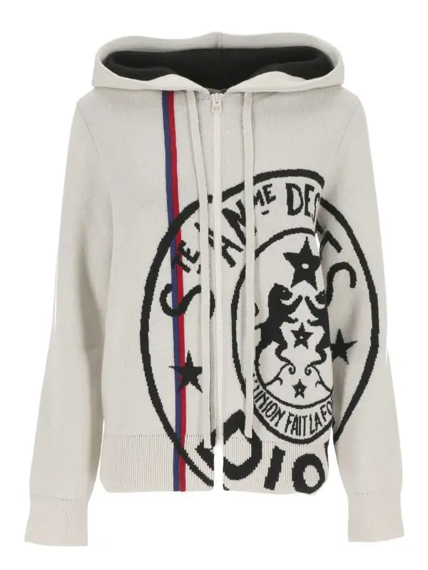 Dior Long-sleeved Knitted Cardigan - White