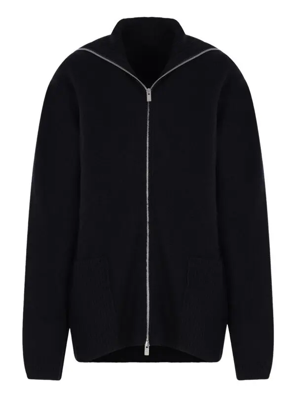 Yohji Yamamoto Zip-up Long-sleeved Cardigan - Black