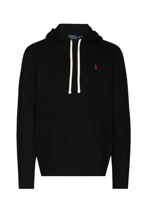 Ralph Lauren Polo Logo Embroidered Drawstring Hoodie - Black