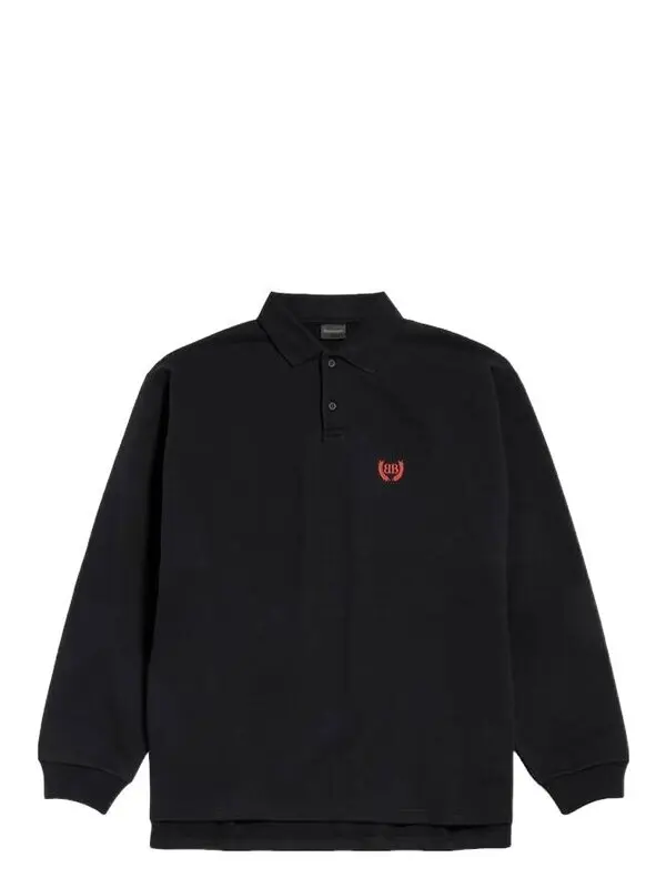 Balenciaga Long-sleeved Loose Polo Shirt - Black