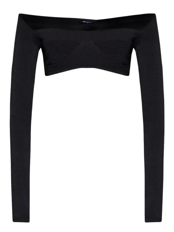 Dsquared2 Cropped Square-neck Knitted Top - Black