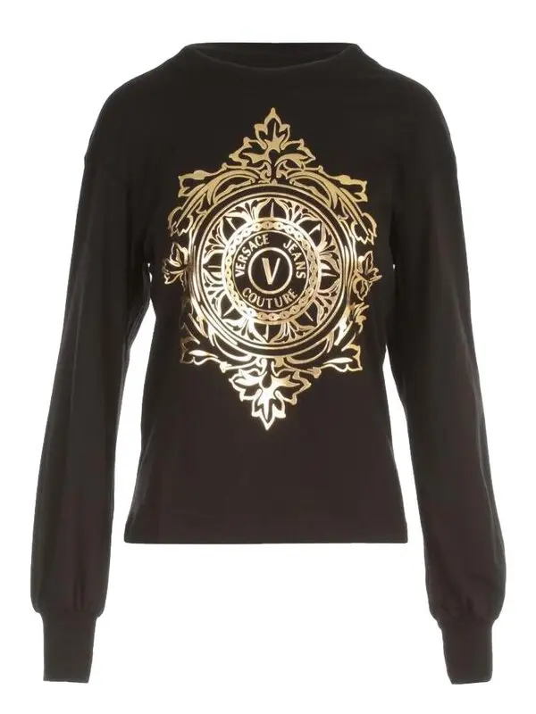 Versace Logo Print Long Sleeve Sweatshirt - Black