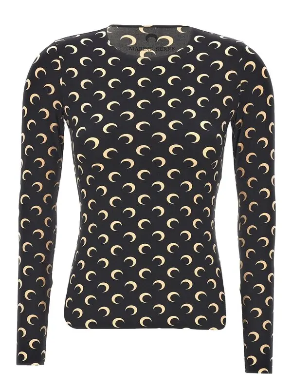MARINE SERRE Moon Print Long Sleeve Crewneck T-shirt - Green