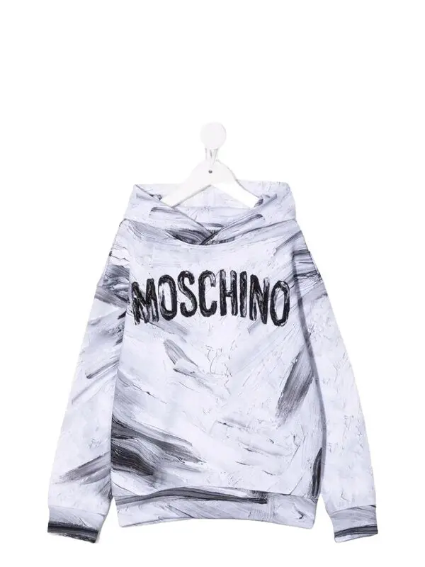 Moschino Brushed Logo Print Hoodie - White