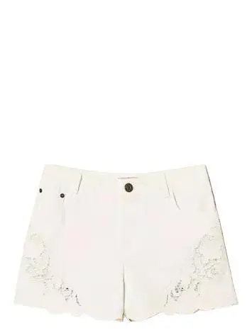TWINSET Embroidered Lace Detail Shorts - White