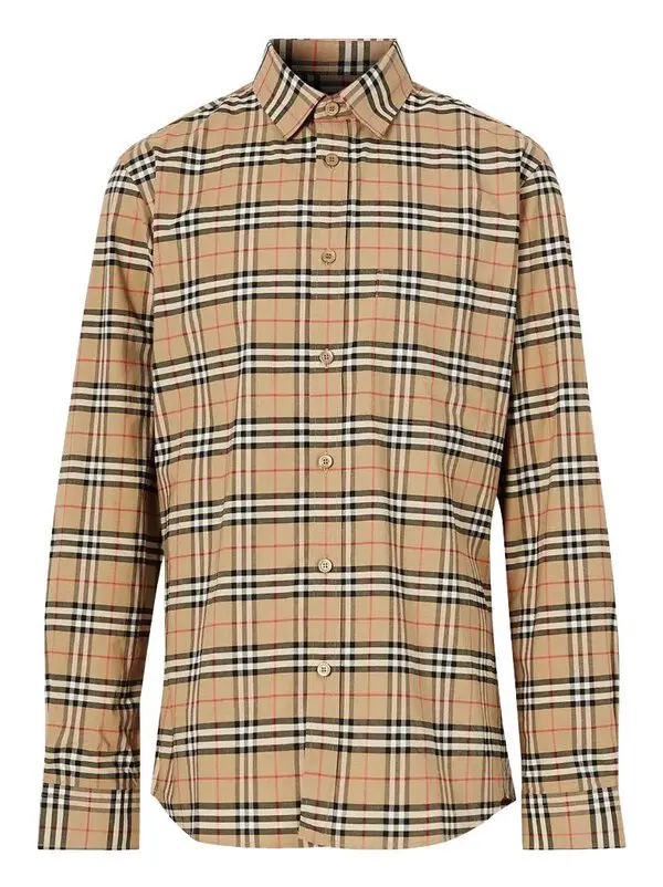 Burberry Checked Long-sleeved Shirt - Nude