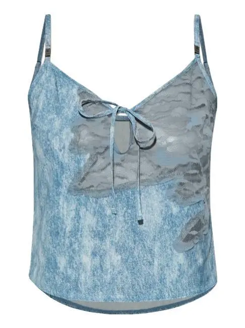 DIESEL® X Savage X Fenty Sleeveless Lace Detailed Top - Blue