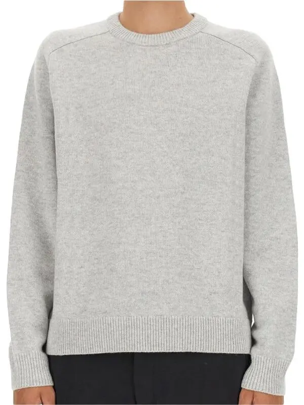 Theory Crewneck Long-sleeved Sweater With Ribbed Accents - White