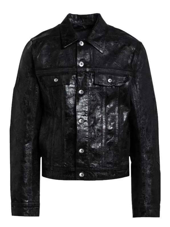 Rick Owens Long-sleeved Denim Jacket - Black