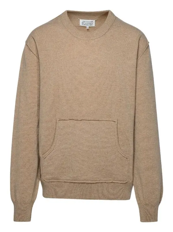MAISON MARGIELA Crewneck Knitted Jumper With Pocket Detail - Nude