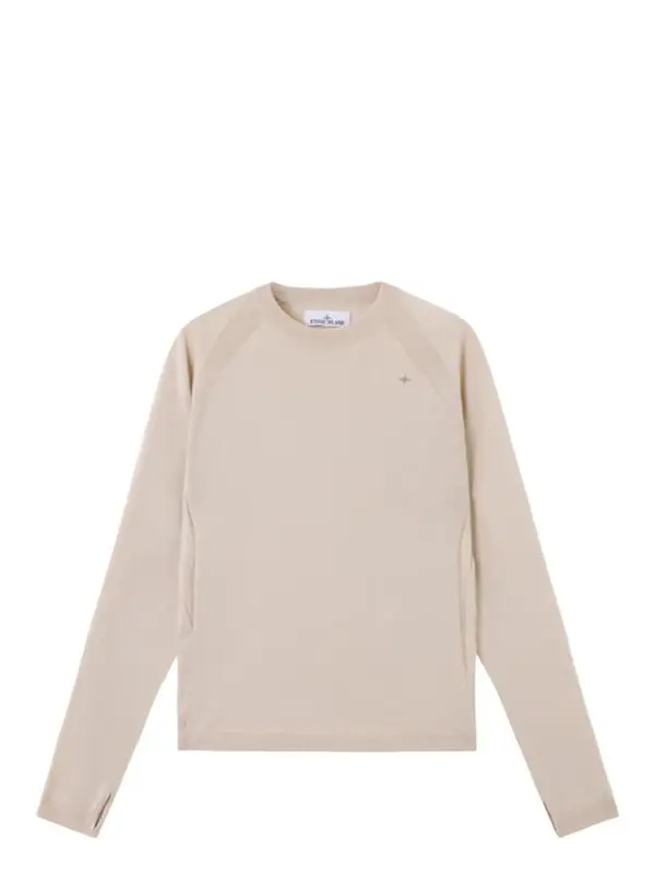 Stone Island Crewneck Jumper With Thumbhole Cuffs - Sand