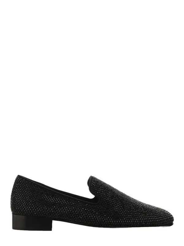 GIUSEPPE ZANOTTI Embellished Round Toe Loafers - Black