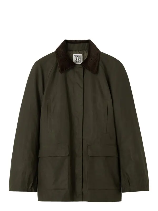 TOTEME Collared Corduroy Detailed Jacket - Deep Forest Green