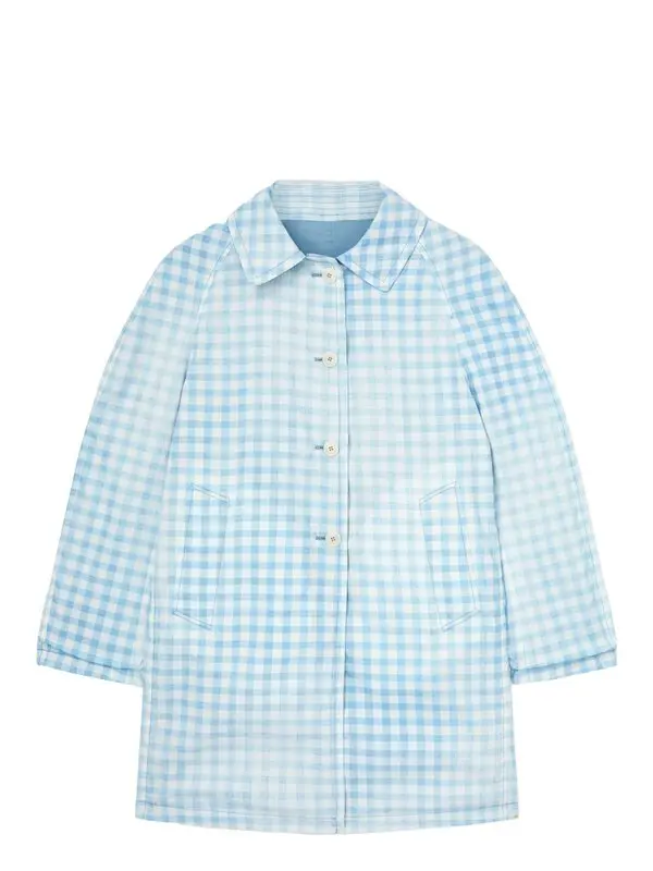Ermanno Scervino Single-breasted Coat With Vichy Check Lining - Blue