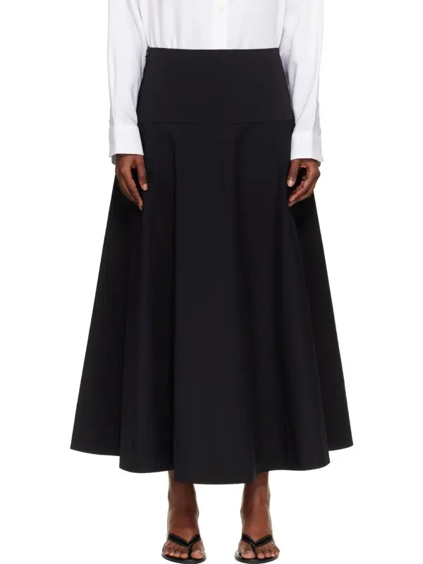 ST. AGNI Cotton Circle Hem Maxi Skirt - Black