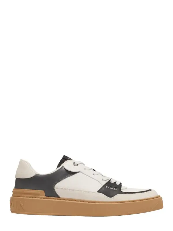 Balmain B-court Flip Leather Trainers - Grey
