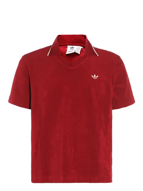 ADIDAS X WALES B ONNER Adidas Originals X Wales Bonner Logo Embroidered Terry Polo Shirt - Red