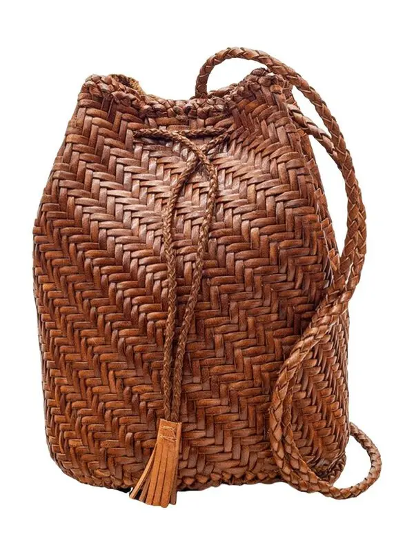Dragon Diffusion Pompom Double Jump Bucket Bag - Tan