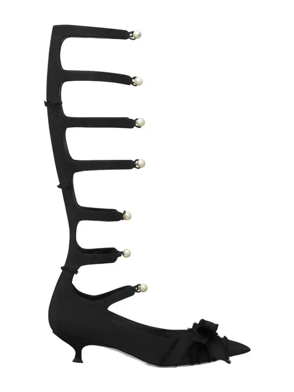 Dior Knee-high Heeled Boots With Pearl Cd Signature - Black