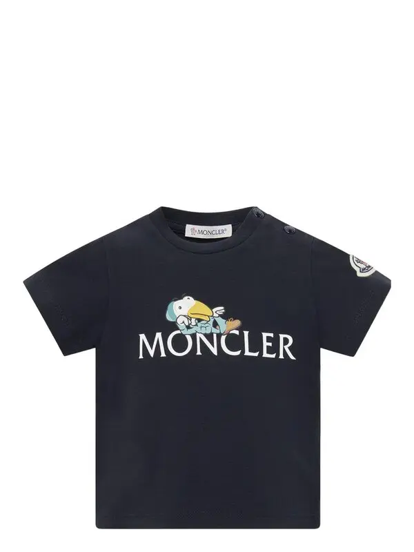 Moncler Cotton T-shirt With Duck Logo - Navy Blue