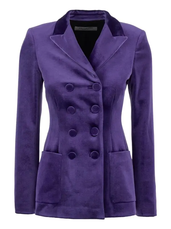 Philosophy Di Lorenzo Serafini Double-breasted Tailored Velvet Blazer - Purple