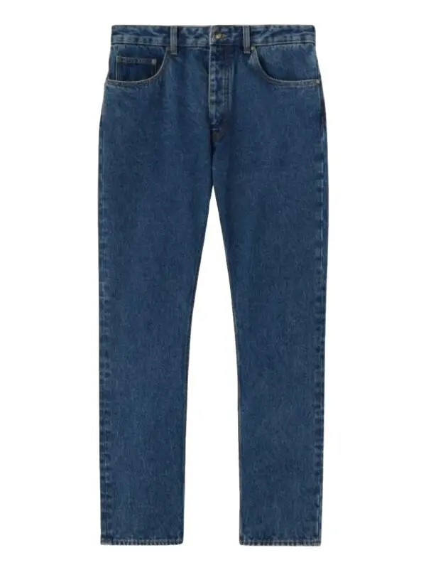 Palm Angels Monogram Detailed Straight Leg Jeans - Blue
